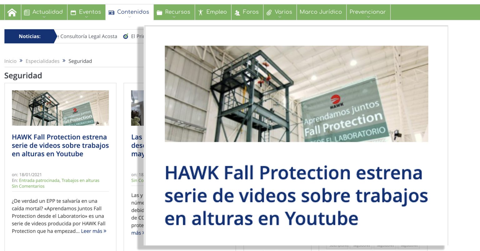 HAWK EN PREVENCIONAR A MÉXICO - HAWK FALL PROTECTION